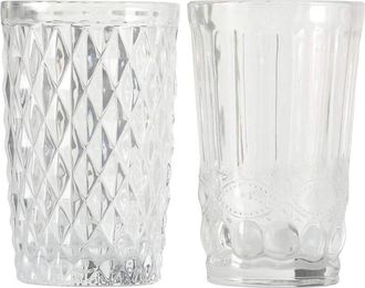 Boltze 6x Trinkglas Aurora transparent Muster H 13 cm Wasserglas