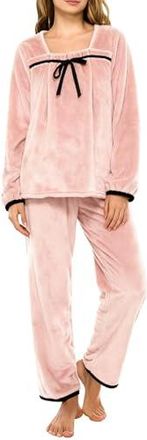 Generic Pyjama Femme Hiver Chaud Polaire Ensemble De Pyjama Manche Longue Ultra Pyjamas Doux Deux Pi&egrave;ces Loungewear Motifs Mignons Sleepwear Pyjamas Pants Lou