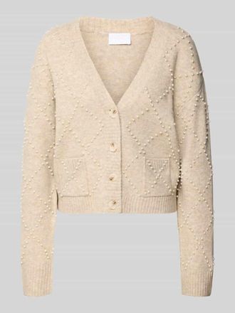 Jake*s Regular Fit Strickjacke mit Perlenbesatz