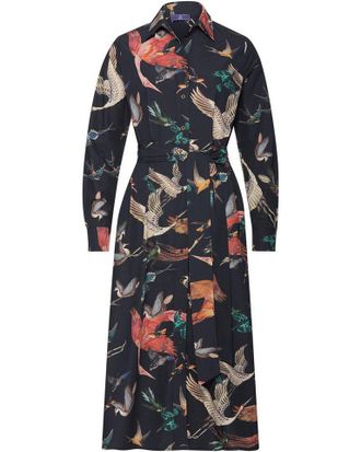 Brigitte von Sch&ouml;nfels Midikleid Hemdblusenkleid mit Vogelmotiven