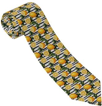 Generic Cravate Imprim&eacute; Citrons &Agrave; Rayures Noires Et Blanches Classique Tie Fine Cravate Pour Hommes Pour L&Eacute;cole F&ecirc;te Mariage
