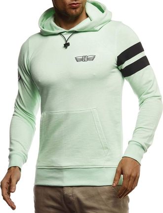 LEIF NELSON Herren Hoodie Pullover mit Kapuze Kapuzenpullover f&uuml;r M&auml;nner Pulli LN8334 XXL Mint