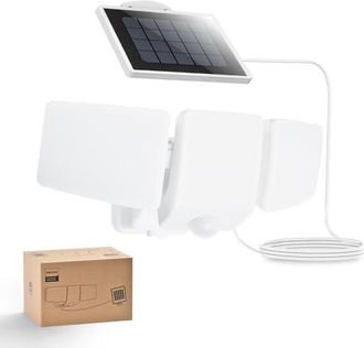 Philips lampe de S&eacute;curit&eacute; Solaires 3600LM, &Eacute;tanches et Gradables &agrave; D&eacute;tecteur de Mouvement LED pour Ext&eacute;rieur, 3 T&ecirc;tes Orientables avec C&acirc;ble de 5m, Panneau So