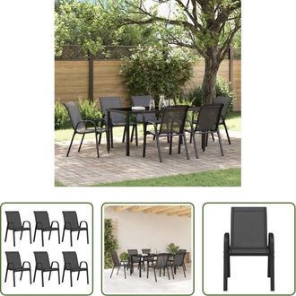 vidaXL vidaXL Stuhl - Stapelbare Gartenst&uuml;hle 6 Stk. Schwarz Textilene