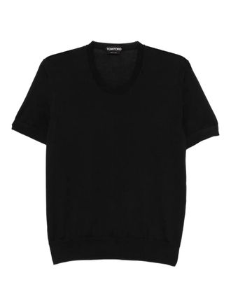 Tom Ford t-shirt en maille à col v - Noir