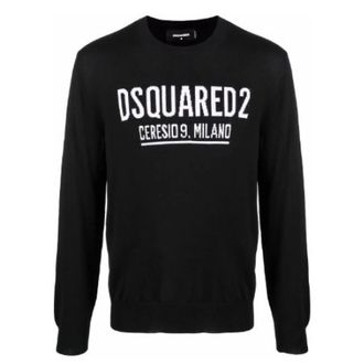 Dsquared2 Homme, Sweatshirts et sweats &agrave; capuche, Noir, Taille: M Navy Blue Logo Print Sweater