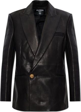 Balmain Femme, Vestes, Noir, Taille: 40 FR Blazer en cuir