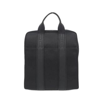 Herm&egrave;s Sac &agrave; dos Pre-owned Acapulco Toile Chevron - Femme - Pre-owned - Noir - Taille: ONE Size