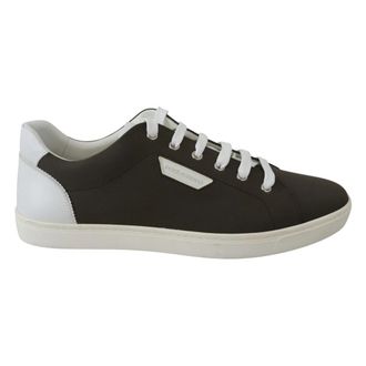 Dolce & Gabbana Wei&szlig;e und Gr&uuml;ne Leder Low Top Sneakers - - Shoes - Herren - Schwarzk - 39 EU