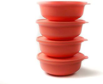 Tupperware Aloha 1L lachs (4) Sch&uuml;ssel Servieren Serviersch&uuml;ssel Salatsch&uuml;ssel