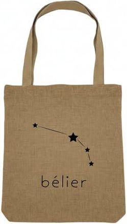 Fabulous Sac Shopping Tote Bag Aspect Lin - Belier Etoile Signe Astrologie Constellation Minimaliste - Sac de Courses Toile Epaisse 360g Beige Naturel Cabas Po