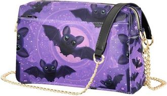 Mnsruu Sacs à bandoulière pour femme, sac à main en cuir violet chauve-souris mandala