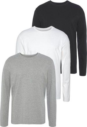 Man's World Langarmshirt neue Farbe! (3er-Pack) Langarm, unifarben, aus Baumwolle, im 3er-Pack