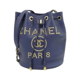 Chanel Sac bandouli&egrave;re Pre-owned Deauville en cuir de veau grain&eacute; - Femme - Pre-owned - Bleu - Taille: ONE Size