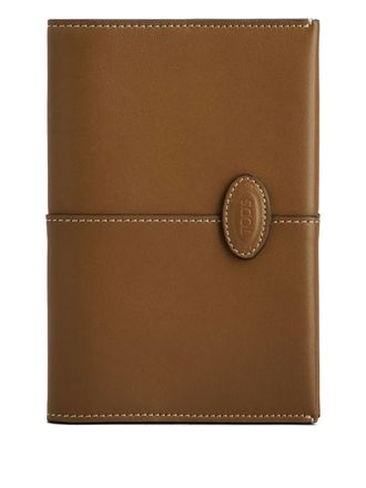 Tod's étui pour passeport en cuir à logo - Marron
