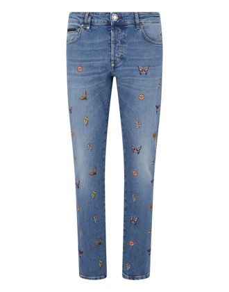 Philipp Plein Embroidered Super Straight Cut Jeans
