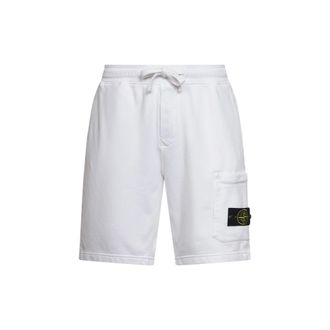 Stone Island Homme, Shorts, Blanc, Taille: L Logo Shorts