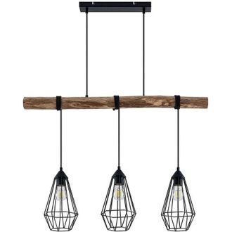 Lindby Suspension &agrave; intensit&eacute; variable Eldarion en bois pour salon & salle &agrave; manger