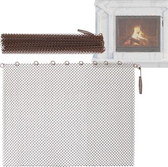 Generic Kaminschirme,Türkaminrahmen - Metallgitter- dekoratives Scroll-Design, Netz zum Aufhängen, Feuer- und Funkenschutz, Torabdeckung für Zuhause