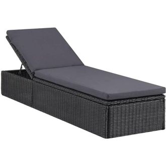 vidaXL Vidaxl - Chaise longue R&eacute;sine tress&eacute;e Noir et gris fonc&eacute;