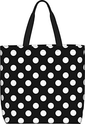 Generic Sac De Courses Blanc &Agrave; Pois Grand Sac A Main Avec Poign&eacute;es Personnaliser Sacs &Agrave; Main, Pour Burea, Filles, Voyage, Femmes