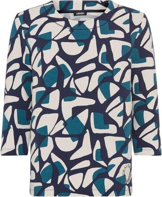 Olsen Print-Shirt (1-tlg) seitliche Schlitze am Bund