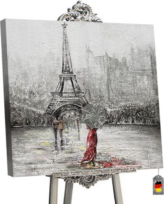 Yohji Yamamoto Art Abstrakt Acryl Gemälde auf Leinwand Frankreich handgemalt Wandbild Wohnzimmer modern Wohndekor Bild schwarz weiß Rot Eiffelturm echte Kunst 90x90 