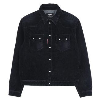 Dsquared2 Homme, Vestes, Noir, Taille: XL Veste en jean &agrave; cordon floqu&eacute;