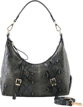 Seidenfelt Manufaktur sac &agrave; &eacute;paule bandouli&egrave;re Lilleby Hobo Bag Reptile Dark Green vert fonc&eacute;