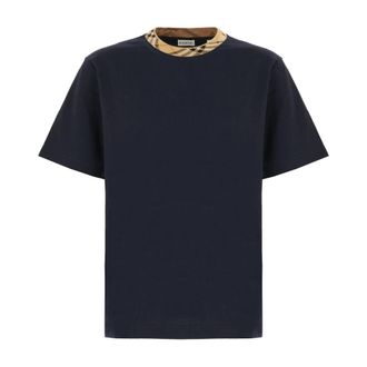 Burberry Check Trim T-Shirt - - Tops - Herren - Blau - S