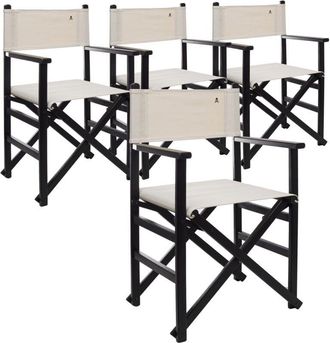 Scalpers Scalpers - Ensemble de 4 chaises de réalisateur pliantes avec structure couleur wengé et toile de couleur brute en bois de hêtre de première qualité