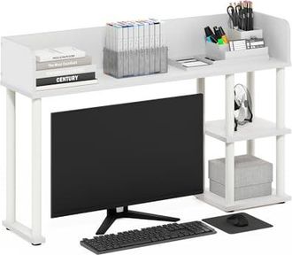 Furinno Classic Desktop B&uuml;cherregal Aufbewahrungsregal, Schreibtischorganisator mit 3 Regalen, Wei&szlig;/Wei&szlig;
