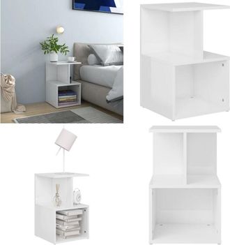 vidaXL Table de chevet blanc brillant 35x35x55 cm bois dingénierie - Table De Chevet - Meuble De Chambre - Table Nuit - Mobilier Blanc - Table Basse - Home