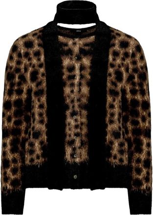 Zero &deg;C Fuzzy Leo Cardigan mit Schal - - Knitwear - Damen - Mehrfarbig - L