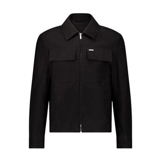 Ferragamo Schwarze Baumwolljacke mit Rei&szlig;verschluss und Taschen - - Jackets - Herren - Schwarzk - L