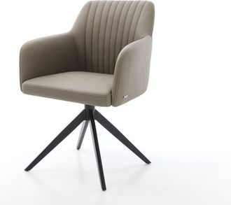 DELIFE Drehstuhl Greg-Flex Echt-Leder Schlamm Kreuzgestell breit Schwarz 360&deg; drehbar Wippfunktion Taschenfederkern, Esszimmerst&uuml;hle