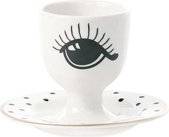 Miss &Eacute;toile Miss &Eacute;toile - Eierbecher mit Unterteller - Open and Closed - Keramik - H&ouml;he 7,5 cm