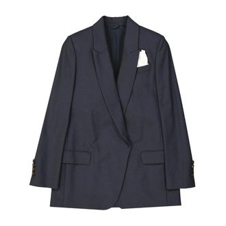 Brunello Cucinelli Veste en laine vierge avec bouton pression - Femme - Vestes - Bleu - Taille: 42 FR