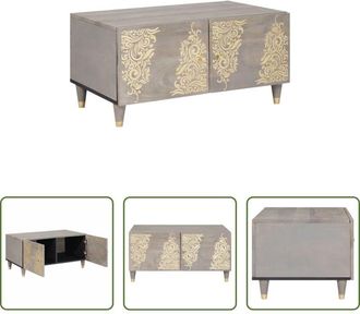 vidaXL vidaXL Mango - Couchtisch Grau 80 x 50 x 40 cm Massivholz Mango