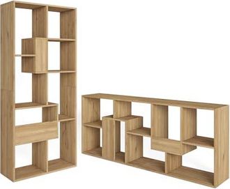Skraut Home | B&uuml;cherregal Bibliothek | Bookshelf, Bookcase | 162x67x31cm | Aufbewahrungsregal | Moderner Stil | Eiche