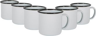 Argon Tableware Weiße Emaille -Espresso -Tassen - 130ml - Schwarz - 6. Packung