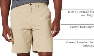 Amazon Essentials Herren Slim-Fit-Chinoshorts, 23cm, Kaki, 36W