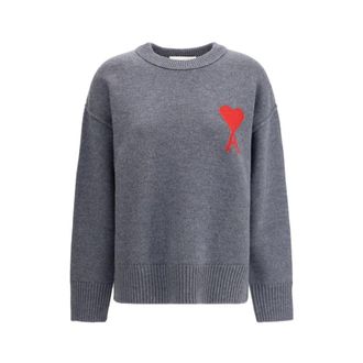 Ami De Coeur Sweater mit Jacquard-Logo - - Knitwear - Damen - Grau - XS