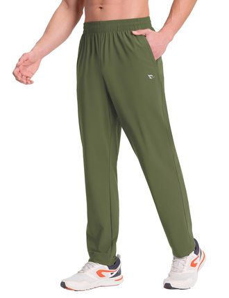 Baleaf Herren Jogginghose Reißverschlusstasche Sporthosen Schnelltrocknend Nylon Laufhose Freizeithose Mit Kordelzug Grün XXL