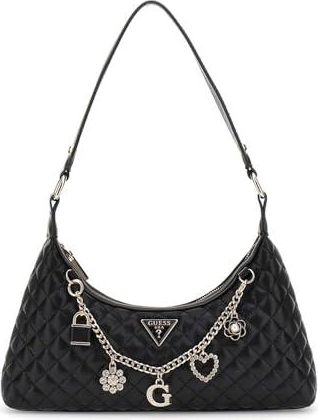 Guess Everlee Top Zip Shoulder Bag, Sac &agrave; bandouli&egrave;re Femme, Noir, Taille Unique