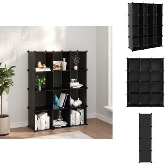 vidaXL Regalsystem mit 12 W&uuml;rfeln Schwarz pp - Regal - Stauraum - Aufbewahrungssystem - Wohnzimmer Dekoration - Garderobe