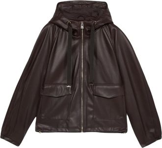 Oltre Femme, Vestes, Brun, Taille: 44 FR Blouson court &agrave; capuche et fermeture &eacute;clair