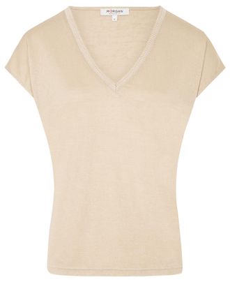 Morgan Kurzarm-T-Shirt Beige M