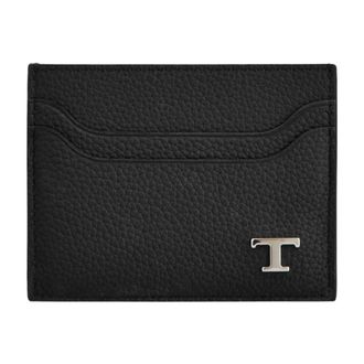 Tod's Homme, Accessoires, Noir, Taille: ONE Size Porte-cartes en cuir grain&eacute; T Timeless
