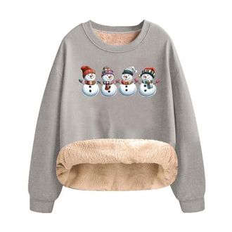 Generic Pull à capuche doublé en polaire pour femme, motif de Noël imprimé, manteau chaud dhiver à manches longues, Style 03_ Gris, 3XL